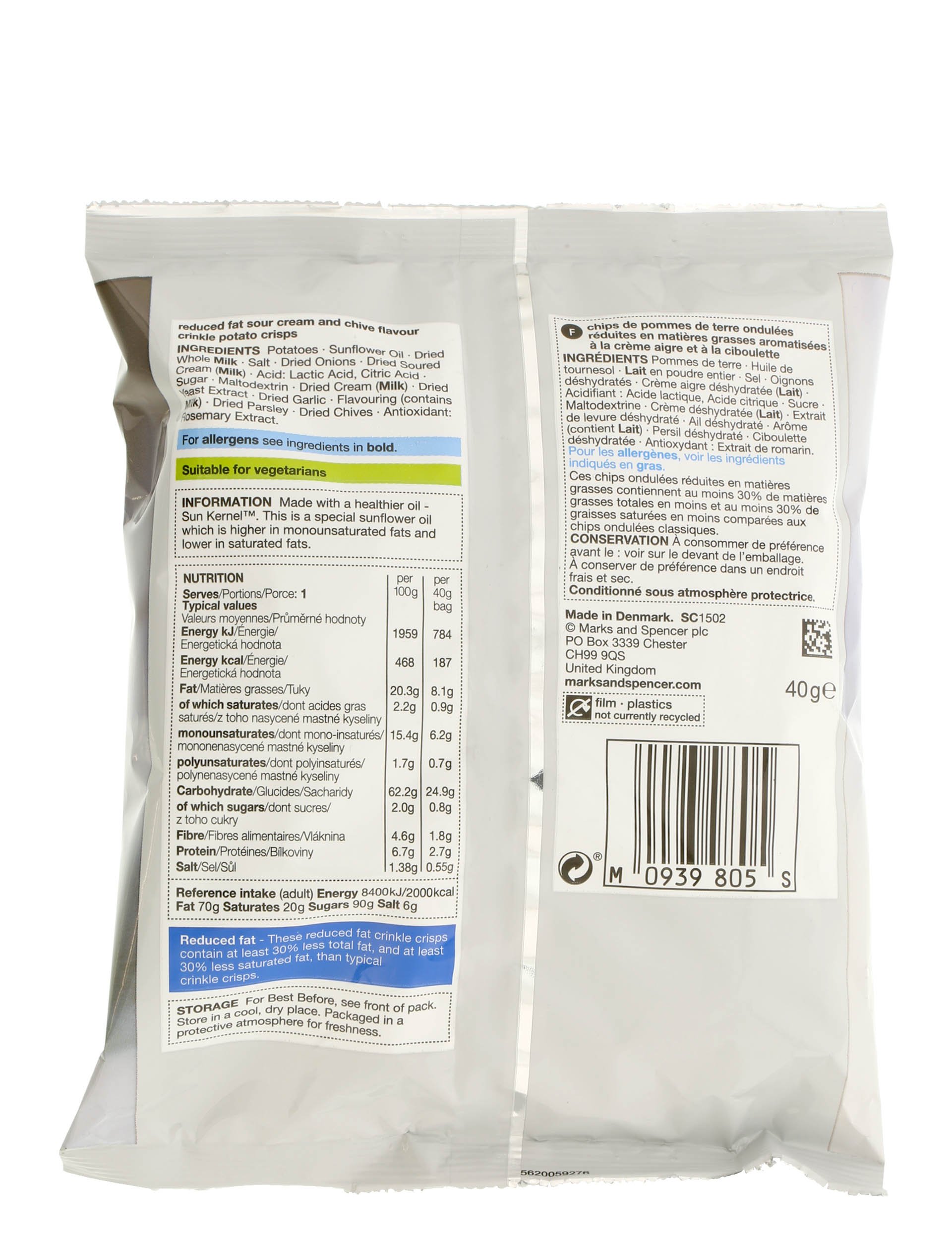 Reduced Fat Crisps Sour Cream & Chives - Marks & Spencer Cyprus